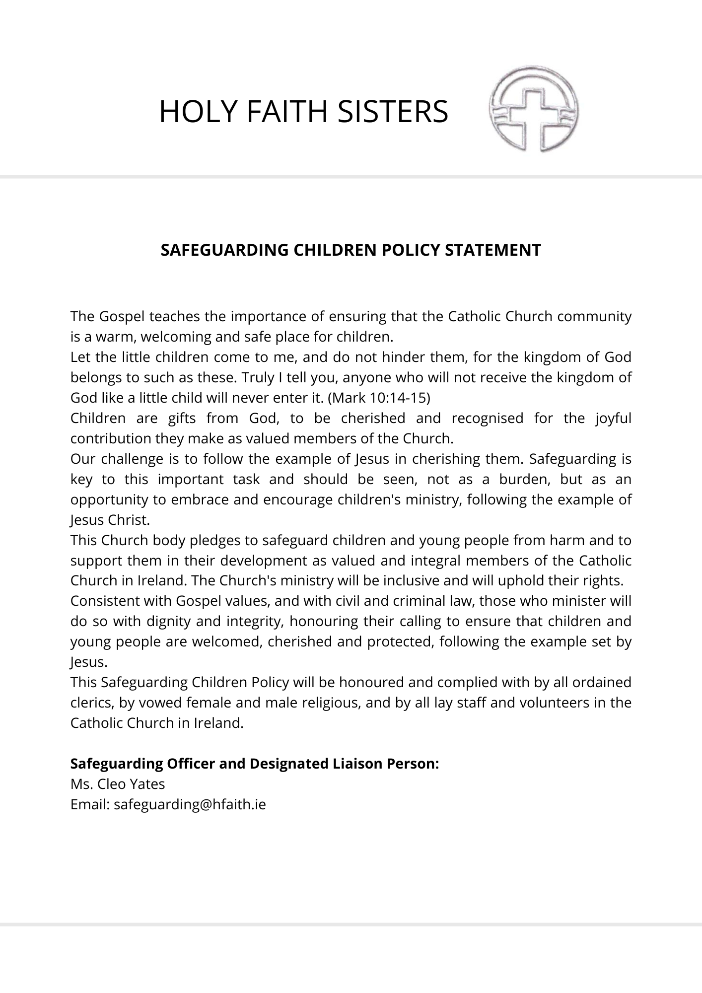 Child Safeguarding Statement 2018 Child Safeguarding Statement 2018